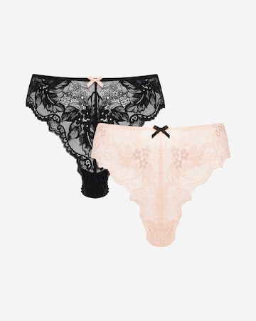 2 Pack High Leg Lace Thongs | Ambrose Wilson