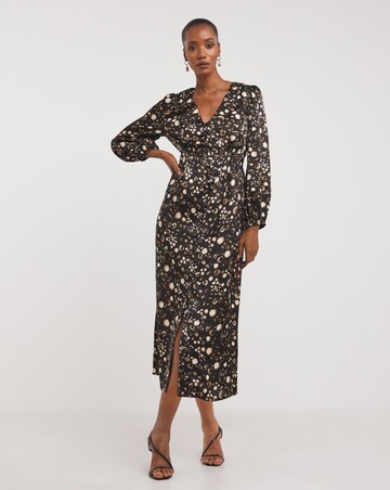 Matte Satin Button Front Tea Dress | Ambrose Wilson