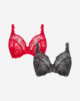 Pretty Secret 2 Pack Laura Pink Floral/Hot Pink Full Cup Bras B-H ...