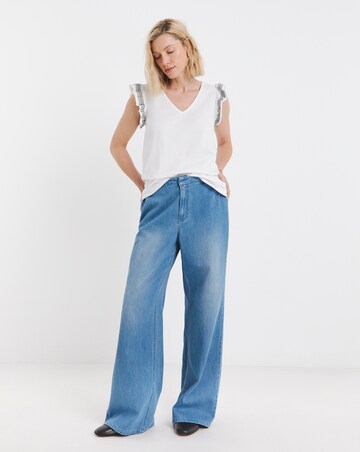 White Ruffle Sleeve Vest | Ambrose Wilson