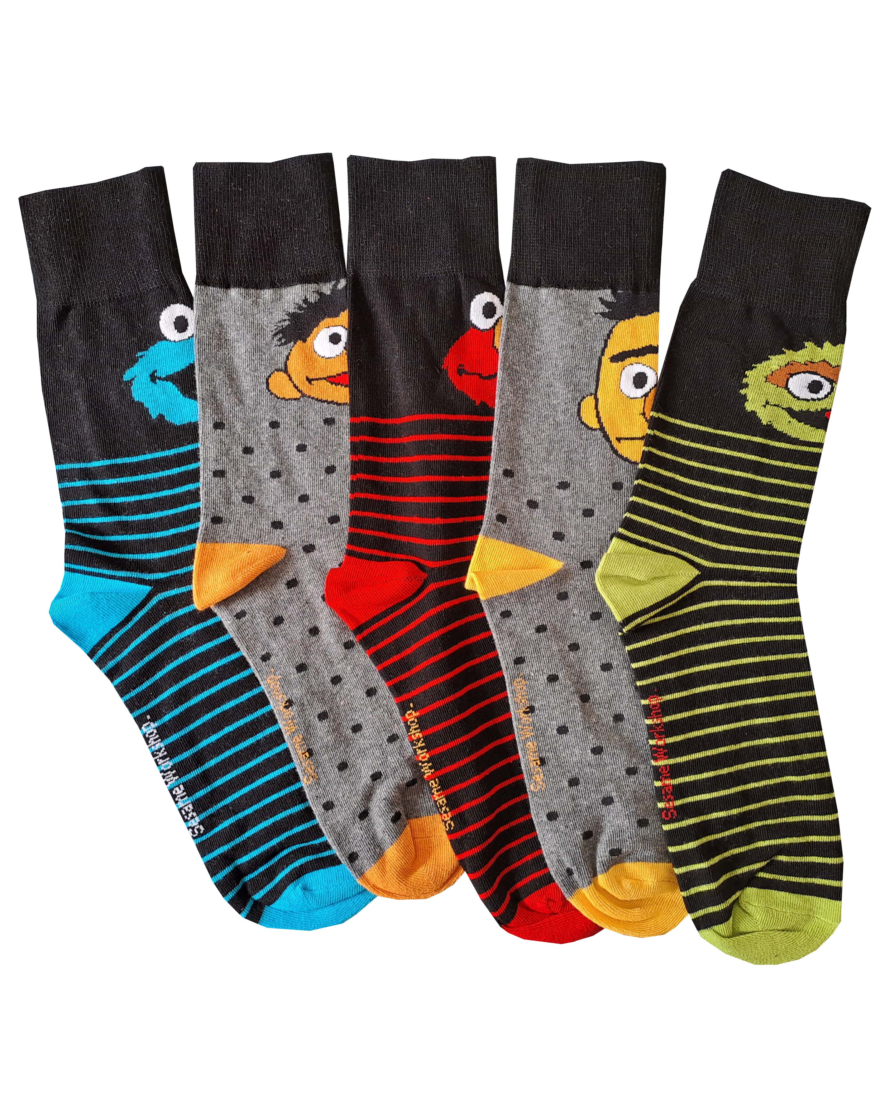 Mens 5pk Sesame St Socks Ambrose Wilson